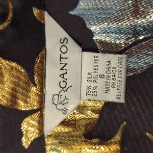 Gantos | Tops | Gantos Sz S Rare Vintage Silk Gold Silver Metallic ...